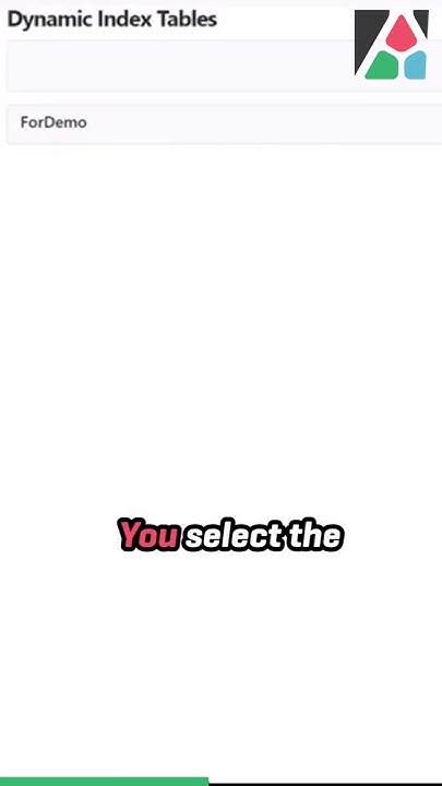 Dynamic Index Tables - YouTube