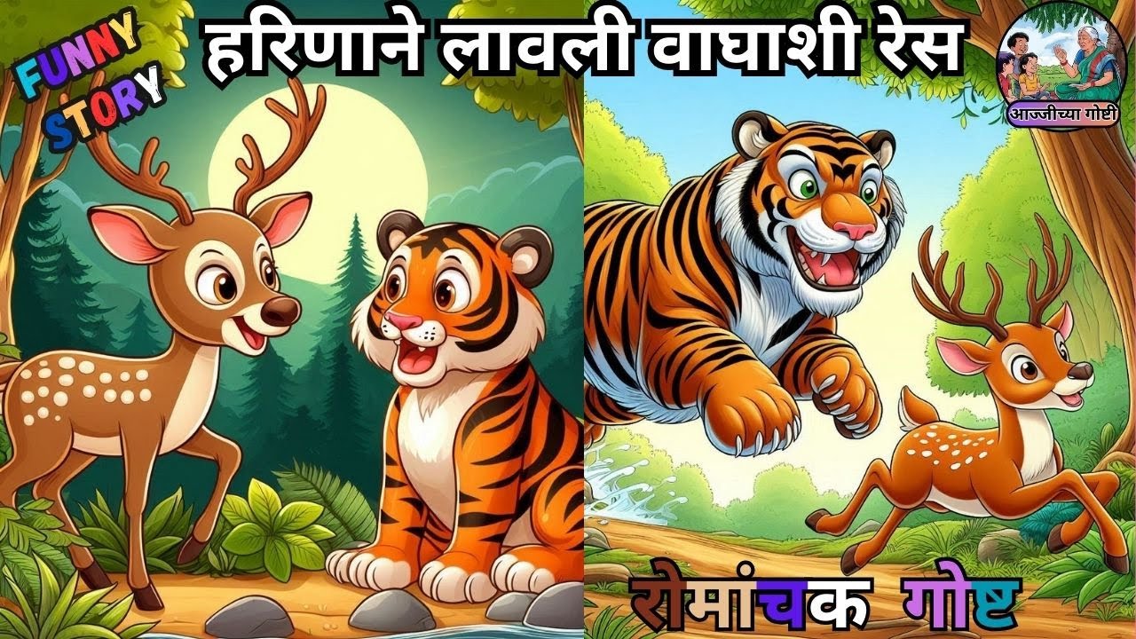 हरिणाने लावली वाघाशी रेस || chhan chhan goshti || पंचतंत्र || Marathi ...