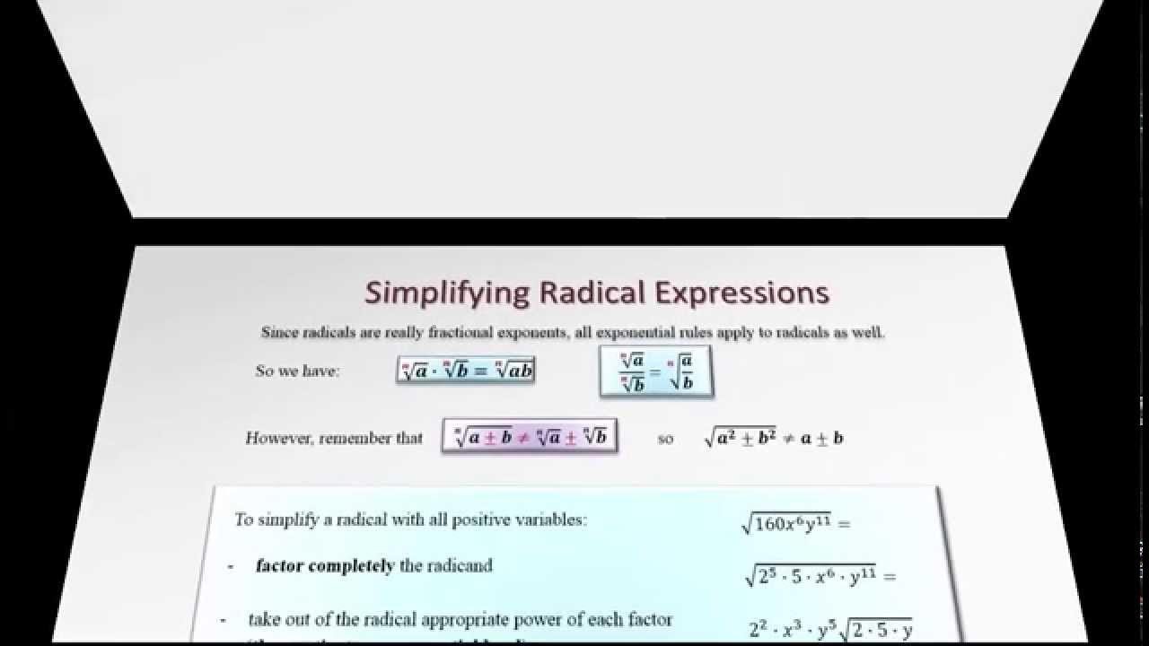 8.3a Simplifying Radical Expressions - YouTube