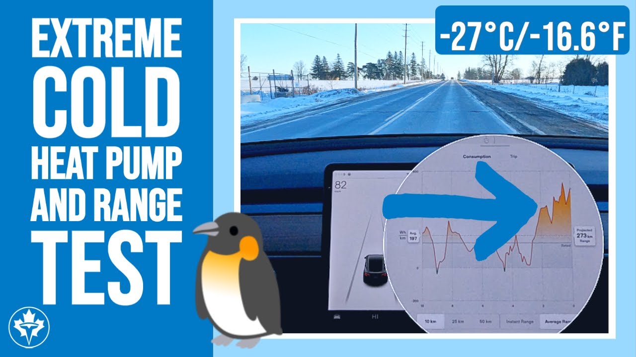 Tesla Model Y Heat Pump and Range Test in -27°C (-16.6°F) Extreme Cold ...