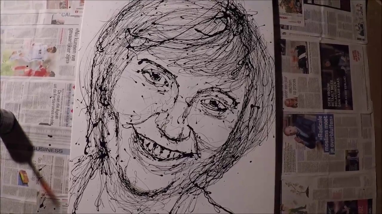Drip painting portrait. - YouTube