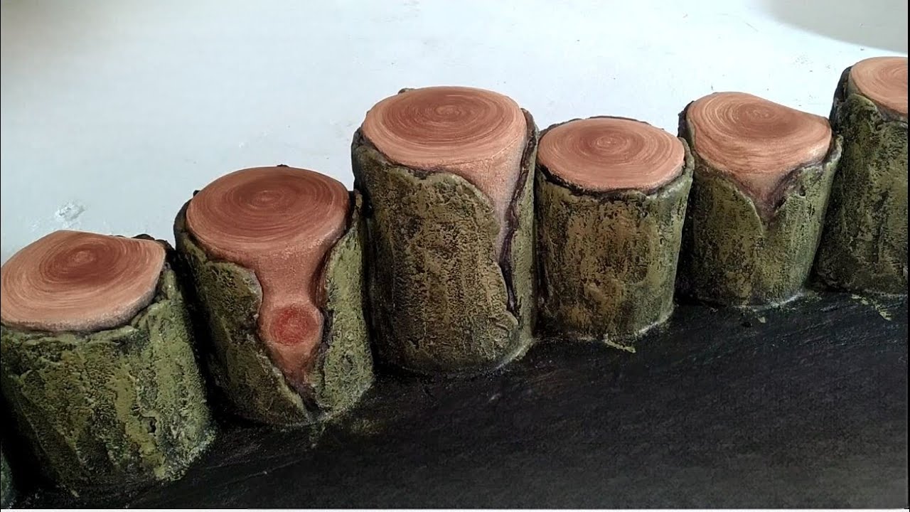 How to create a fake wooden trunk with cement - YouTube