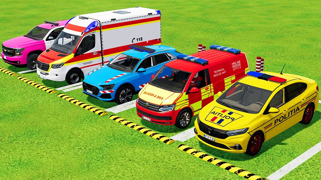 DACIA, VOLSKWAGEN, AUDI POPLICE CARS and MERCEDES, FORD AMBULANCE ...
