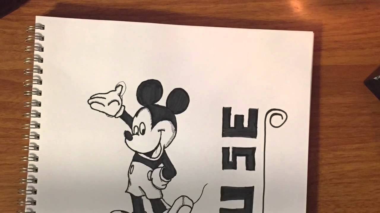 Mickey Mouse Ink Drawing - YouTube