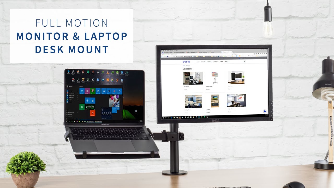 STAND-V102C Single Monitor and Laptop Desk Mount by VIVO - YouTube