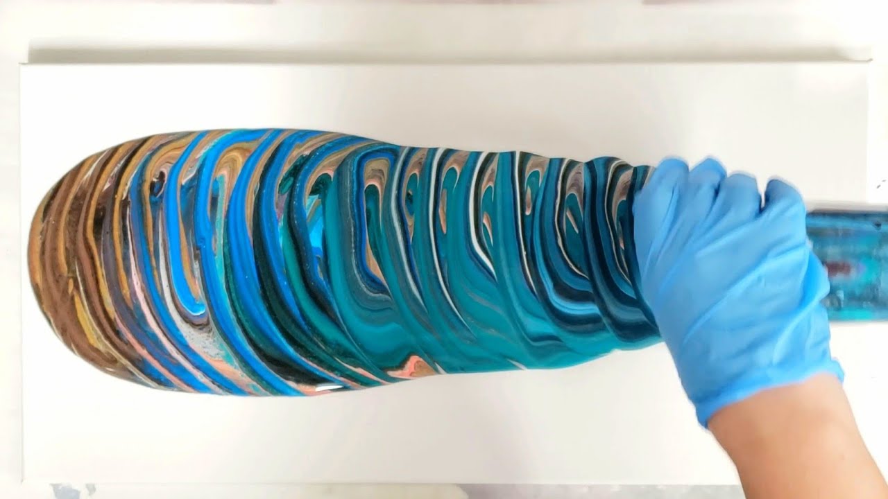 Acrylic Pouring: Traveling Tree Ring with Left Over Paint - YouTube