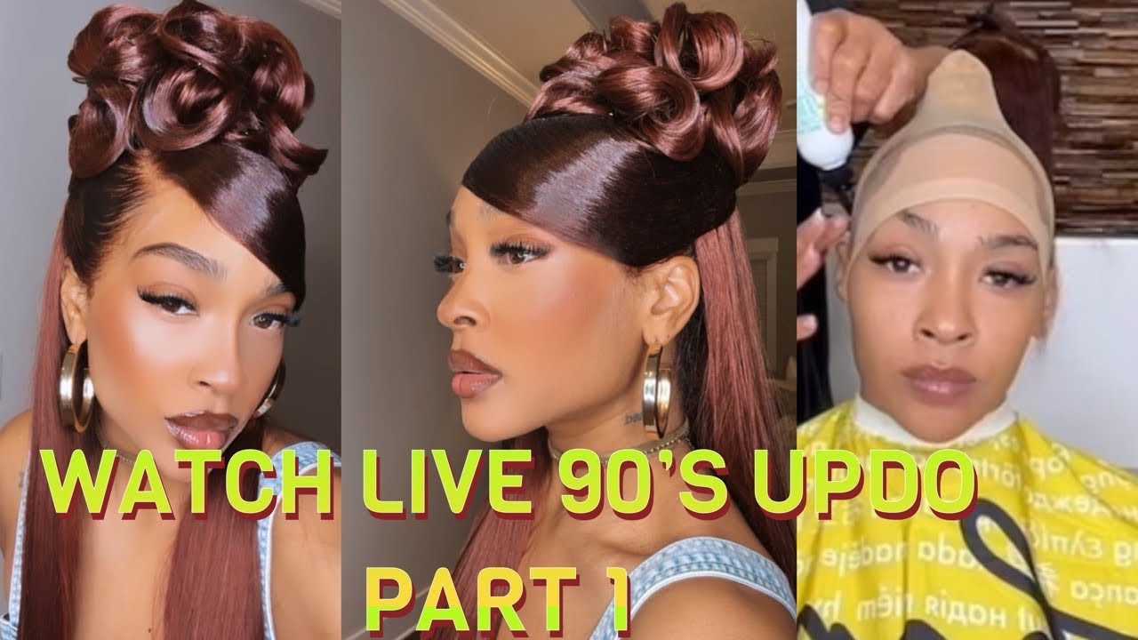 LIVE PART 1 How to do Half Up / Half Down 90s Updo Quick Weave Install using #boldhold - YouTube