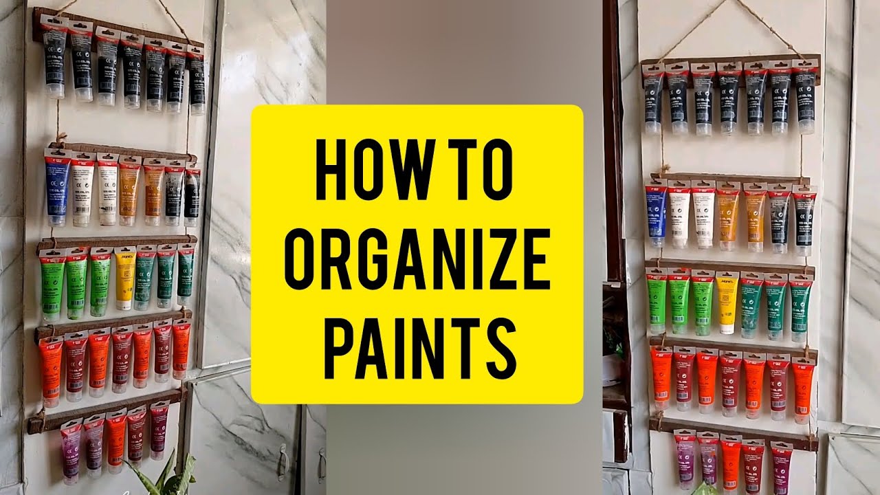DIY paints organizer 🎨 How to organize paints | wall hanging paint ...