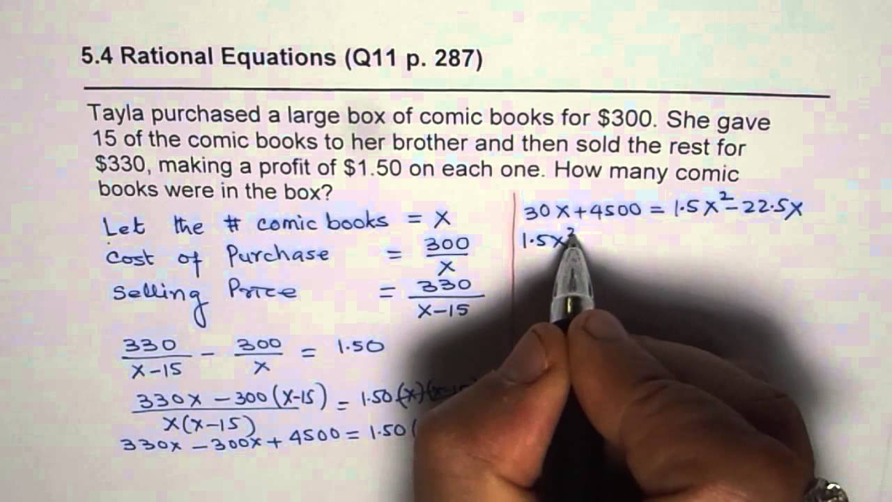 Solve Rational Equations Cost of Comic Book Q11 Nelson - EDEXCEL - GCSE ...