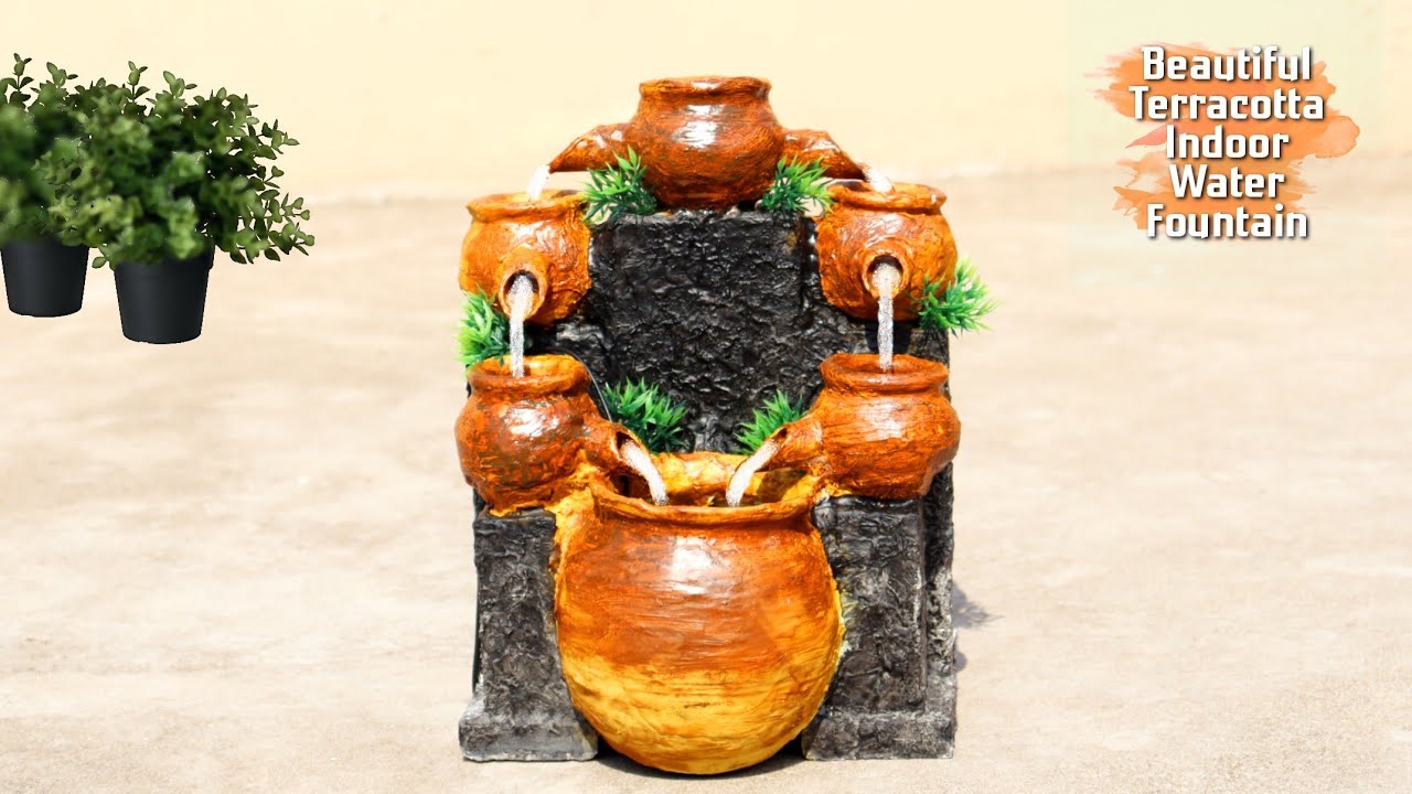 DIY - Home Made Beautiful Terracotta Waterfalls Fountain | Table Top ...