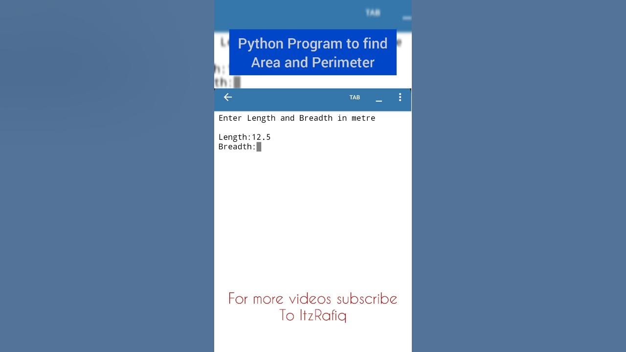 Python Program To Calculate Area And Perimeter Of Rectangle Pythonprogramming Programming