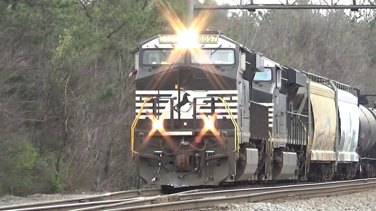NS 8097 and 7634 Lead an ADM Ethanol Train on 3/28/18 - YouTube