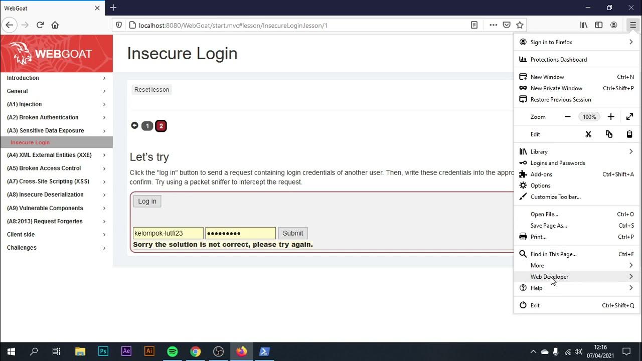 Tutorial (A3) Sensitive Data Exposure | Insecure Login Pada Webgoat - YouTube