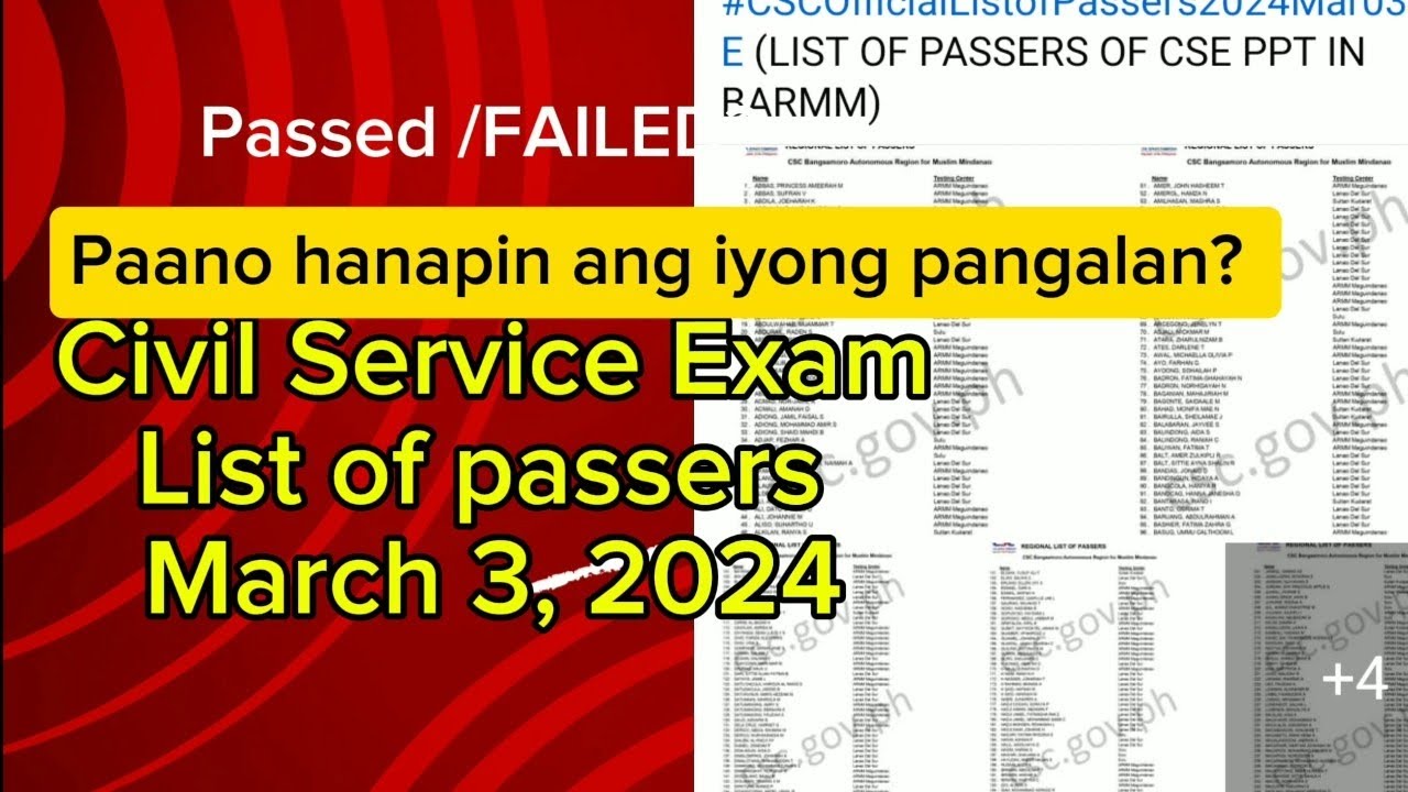 CIVIL SERVICE EXAM RESULTS //Paano hanapin ang iyong pangalan? - YouTube