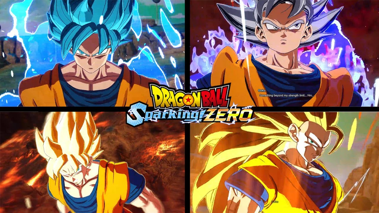 dragon ball sparking zero all Goku transformations in 1 minute - YouTube