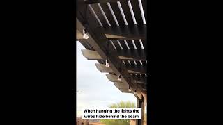 Hang string lights on lattice patio.