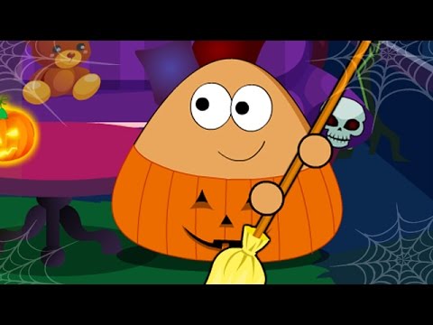 Pou Halloween Party Cartoon - Pou baby games for Kids - YouTube