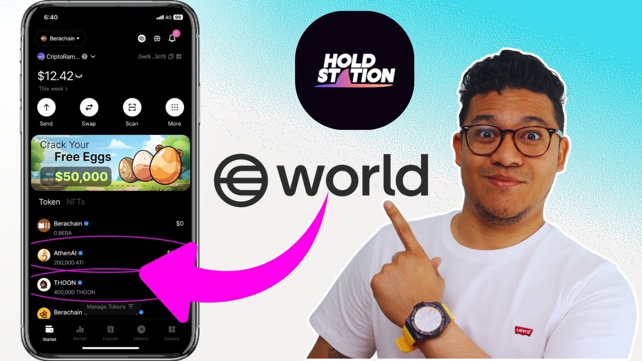 WorldCoin Airdrops Recibidos de Holdstation Wallet desde la MiniApp Eggs Vault - YouTube