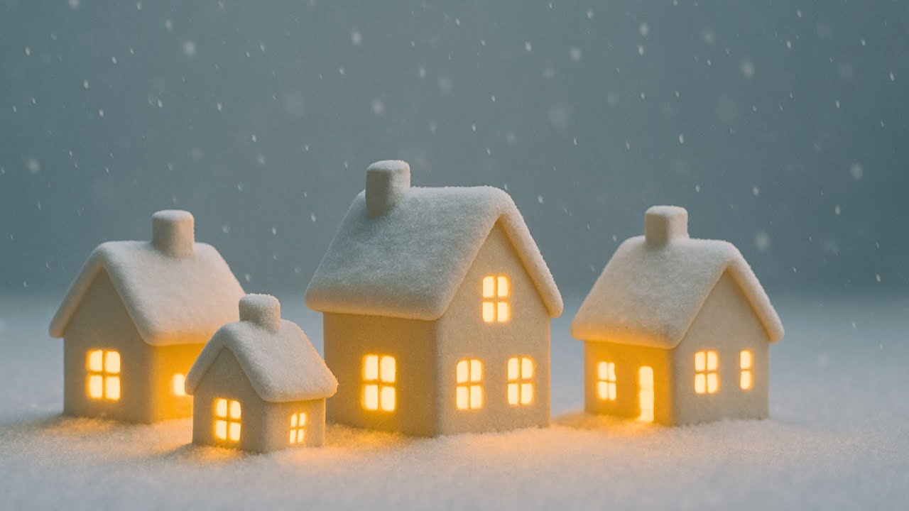 Cozy Winter Village Screensaver 🏠 1 Hour Snowfall TV Background - YouTube