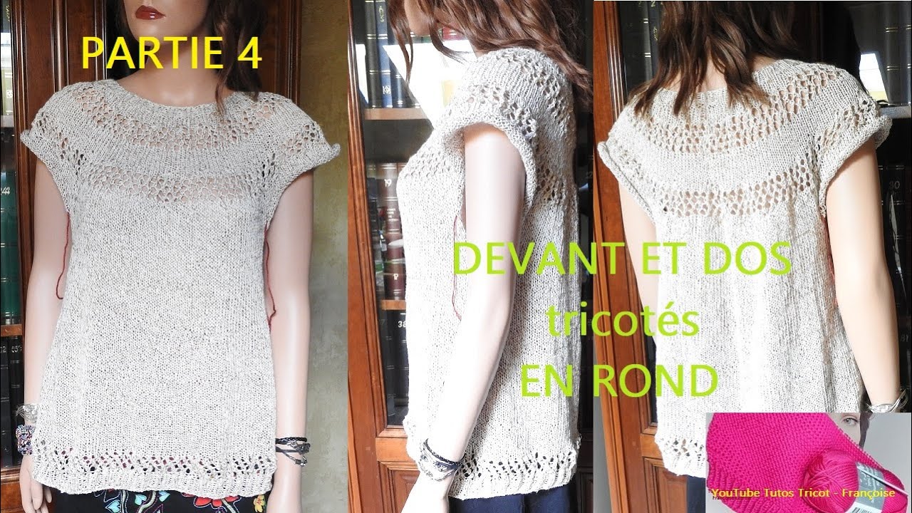 (4) Tuto Tricot Pull Femme Top Down à empiècement rond - Finition Dos ...