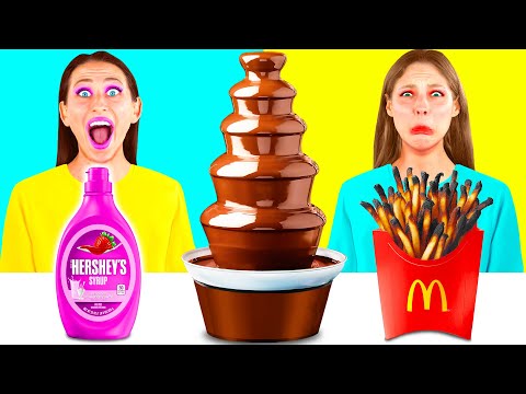 Tantangan Fondue Air Mancur Cokelat | Trik Memasak Lucu oleh Fun Tun