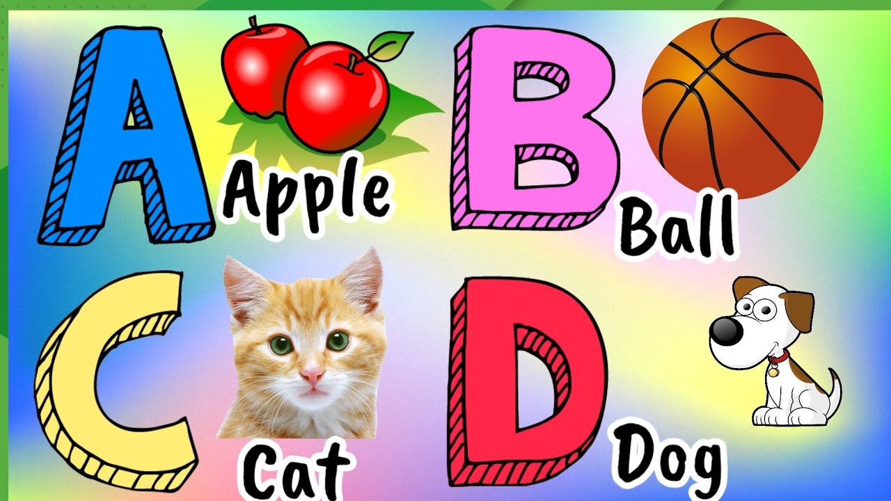 a for apple, b for ball, c for cat, abcd video, alphabet with picture ...