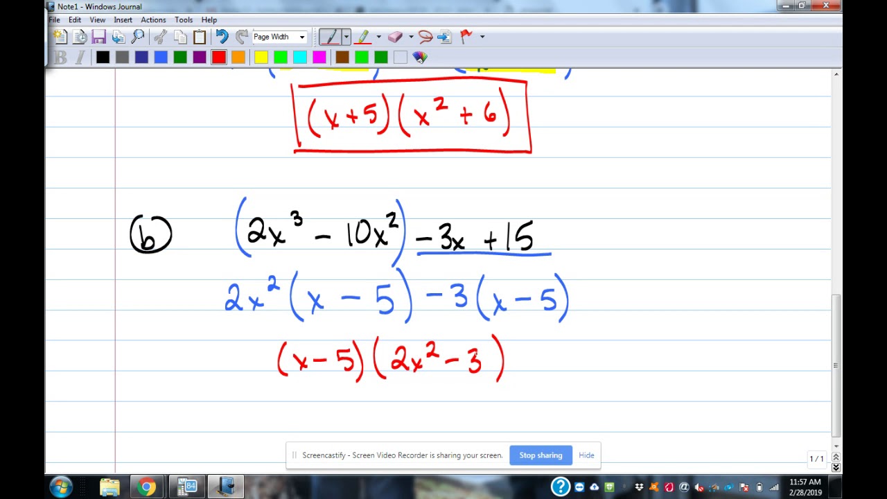 Algebra 1 SP2019---Factoring by Grouping - YouTube