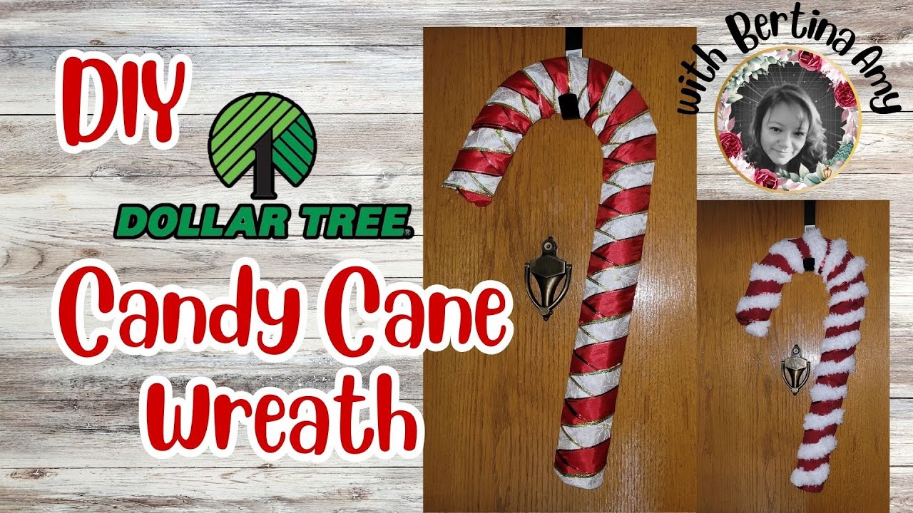 DIY Dollar Tree Candy Cane Wreath - YouTube