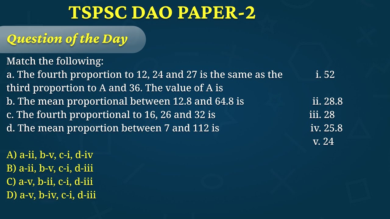 Question of the Day-28||TSPSC DAO Paper-2||MathswithMani - YouTube