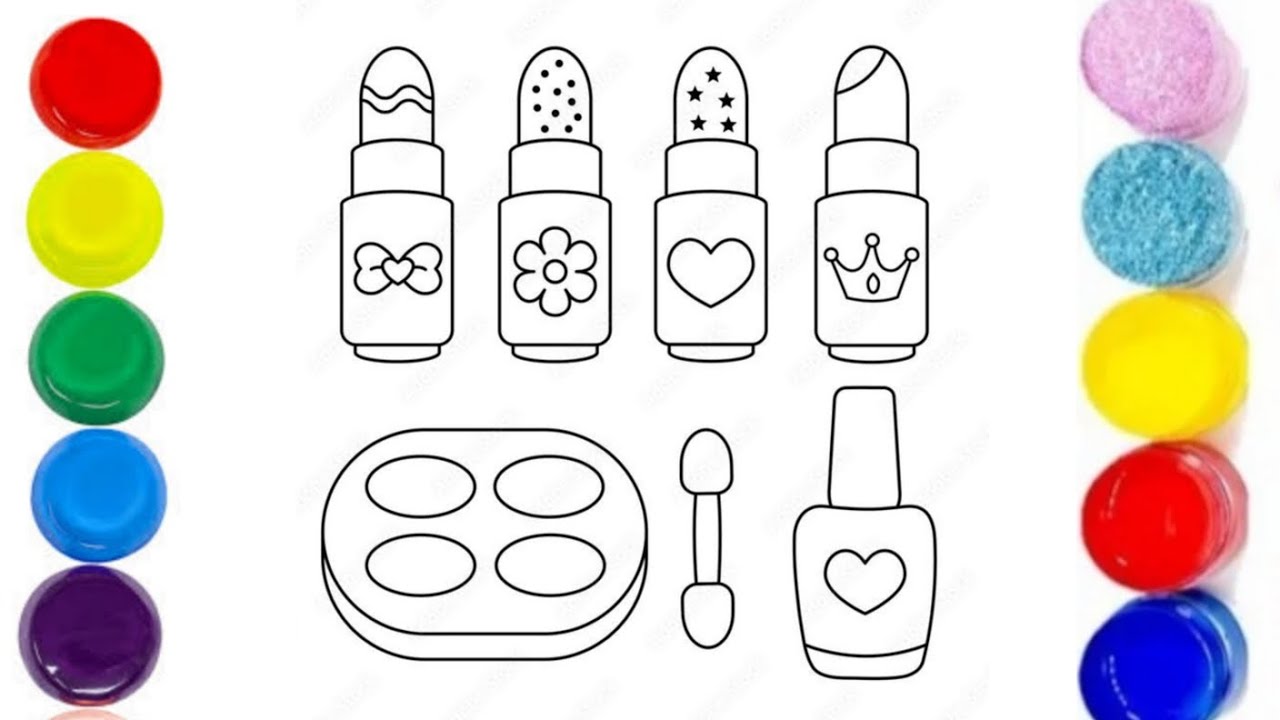 How to Draw and Colour some make up products💄💅🏻/Step by step Colouring ...
