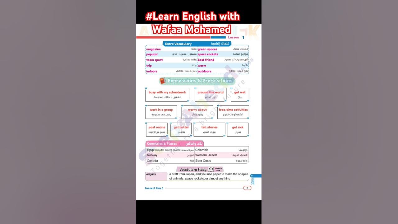 #unit5 #lesson1 #connect plus5 #Learn English with Wafaa Mohamed #Step ...