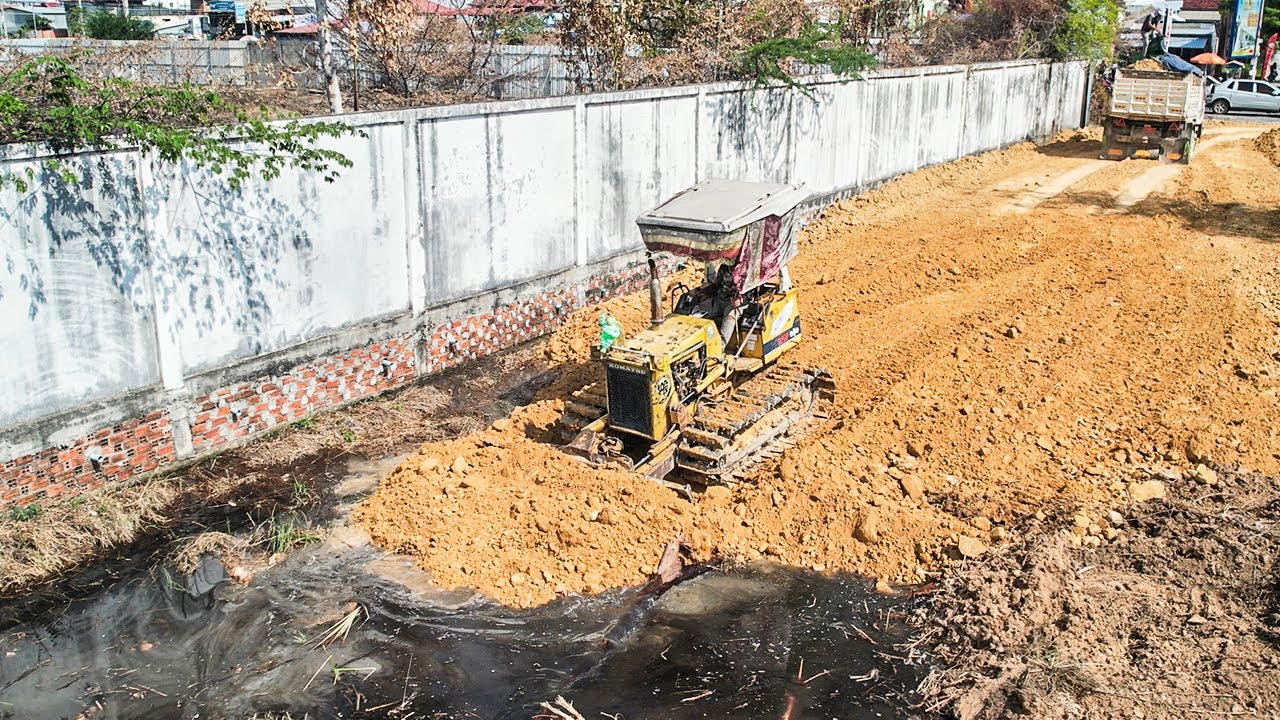 Best New Project With Power Bulldozer Pushing Soil In The Water Anh ...