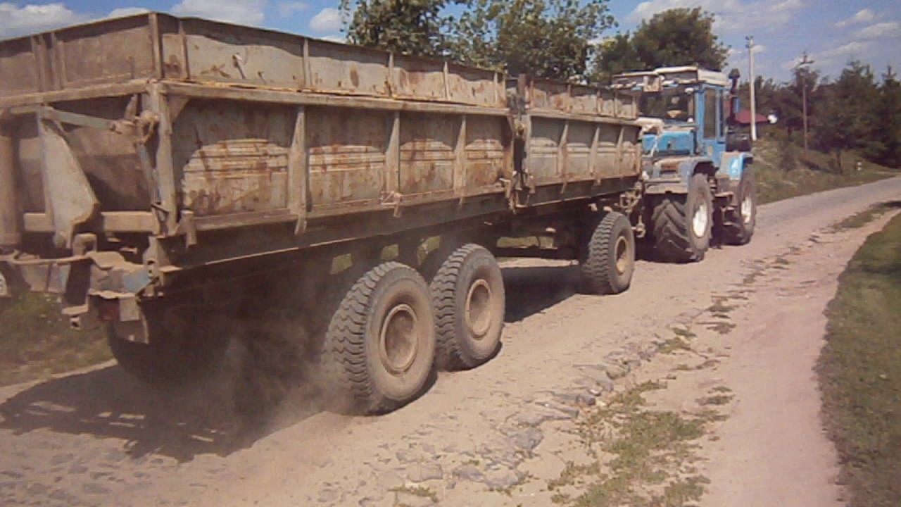 HTZ-150K tractor on downhill engine sound - YouTube