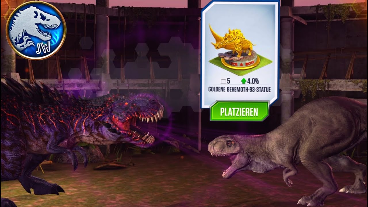 Jurassic World: Das Spiel #348 Goldene Behemoth 93 Statue & Omega 09 ...