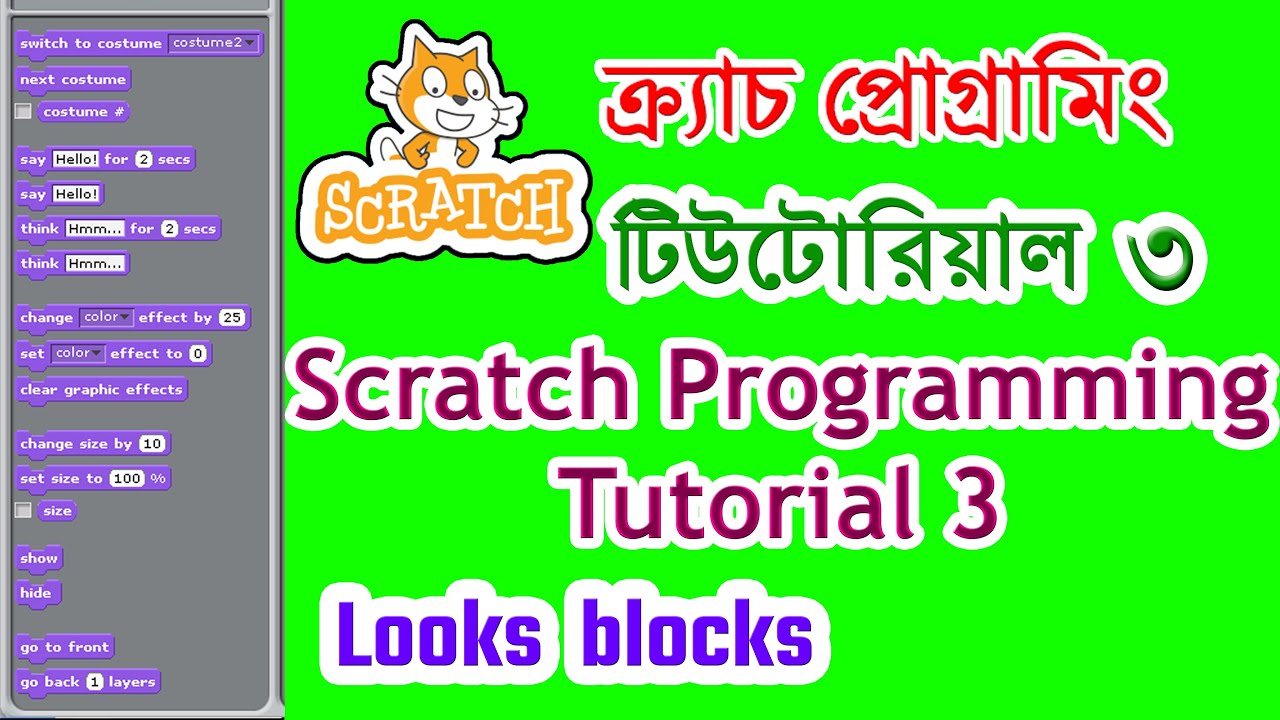 ৩। Scratch Programming Language Looks Block । Computer । স্ক্র্যাচ ...