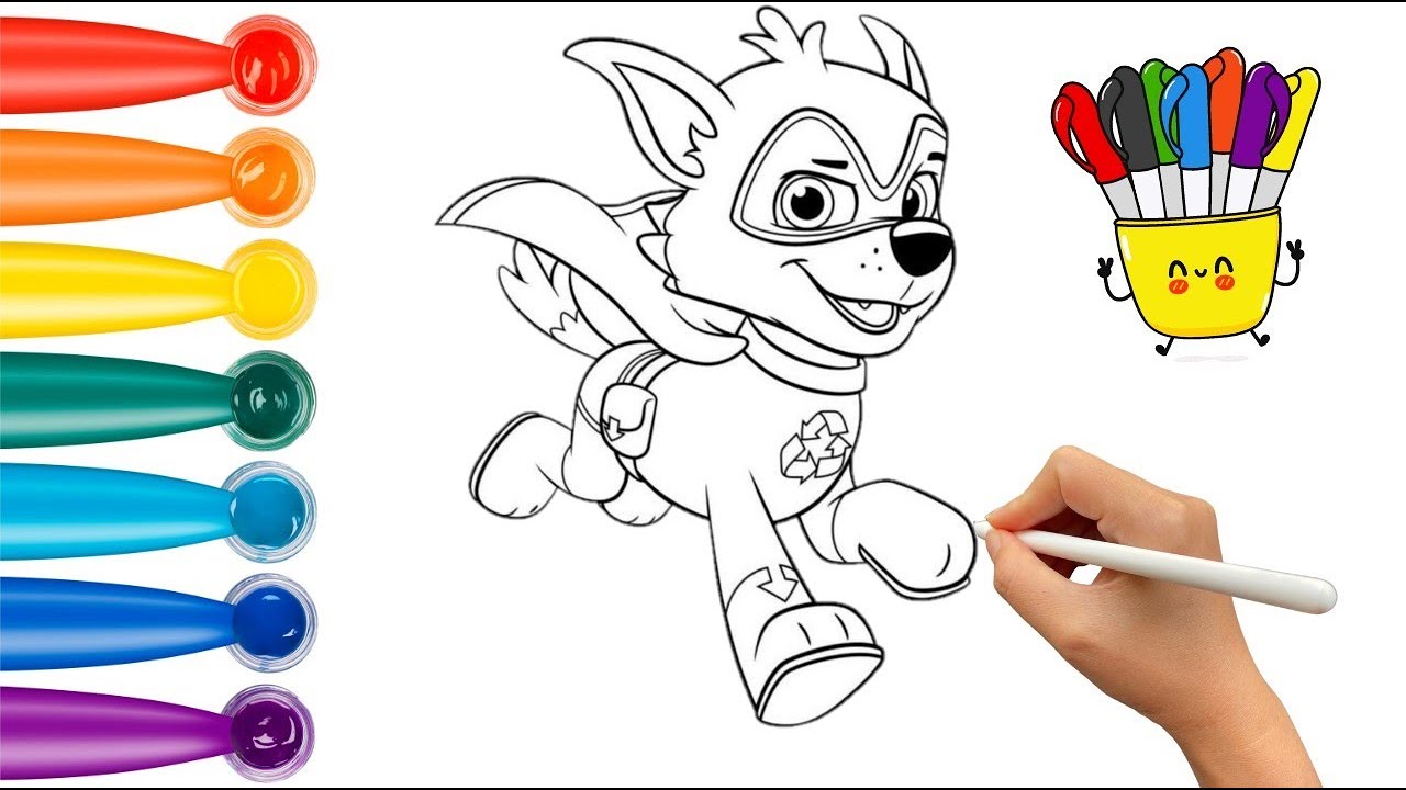 How to draw Rocky from the paw patrol customize super hero Rocky Paw ...