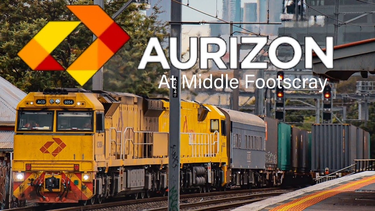 Aurizon's 9751V Intermodal Freight At Middle Footscray Station: Australian Freight - YouTube