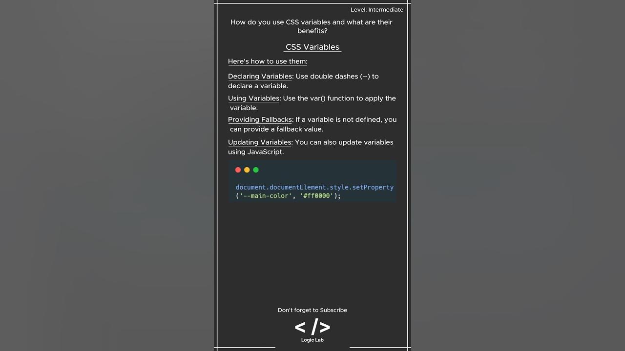 CSS Interview Question: CSS Variables #html #css #css3 #html5 # ...