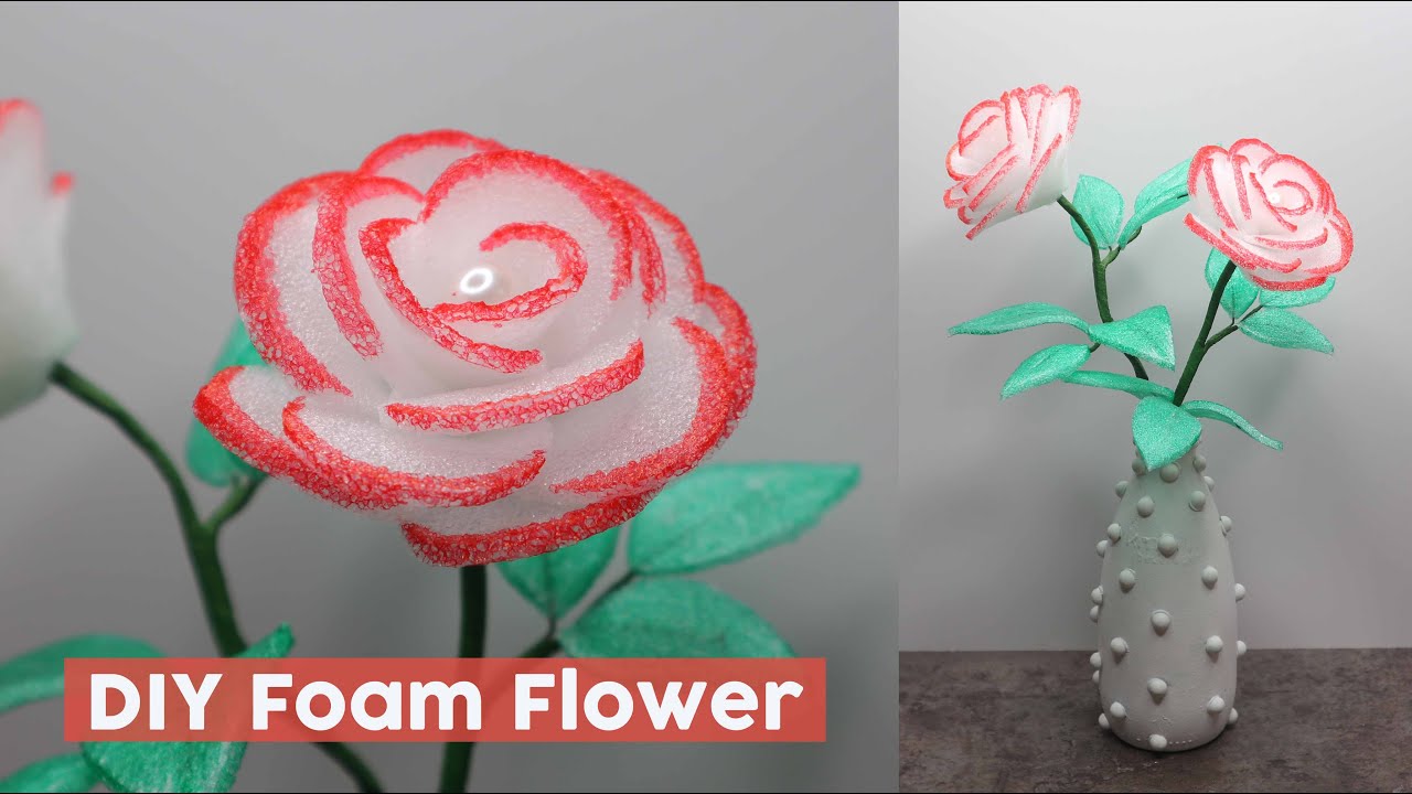 DIY Rose Flower from Foam Sheet | Ide Kreatif Bunga Hias dari Busa ...