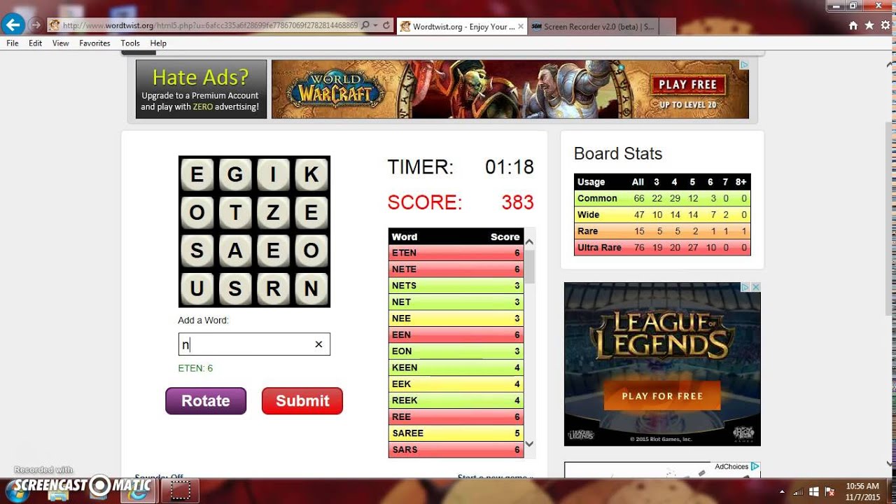 WordTwist - 1,022 pts [4x4] - YouTube