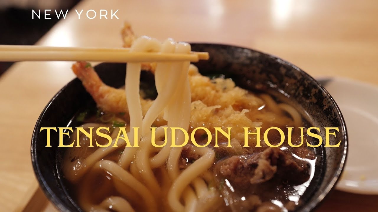 [NYC]An Ebi-Niku(Tempura and Beef) Udon Noodle Soup At TENSAI(Geneus) Japanese Udon House #vlog ...