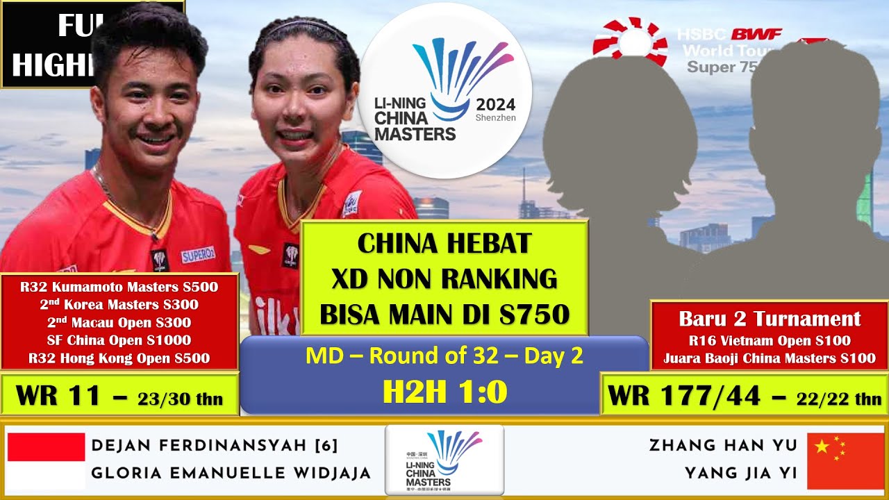 DEJAN FERDINANSYAH /GLORIA WIDJAJA VS ZHAN HAN YU/YANG JIA YI || CHINA ...