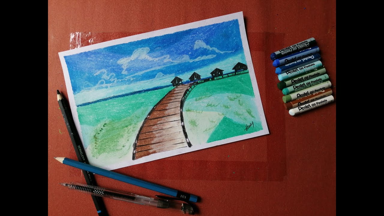 ART #2 Maldives Beach Oil Pastel for Beginners] - YouTube