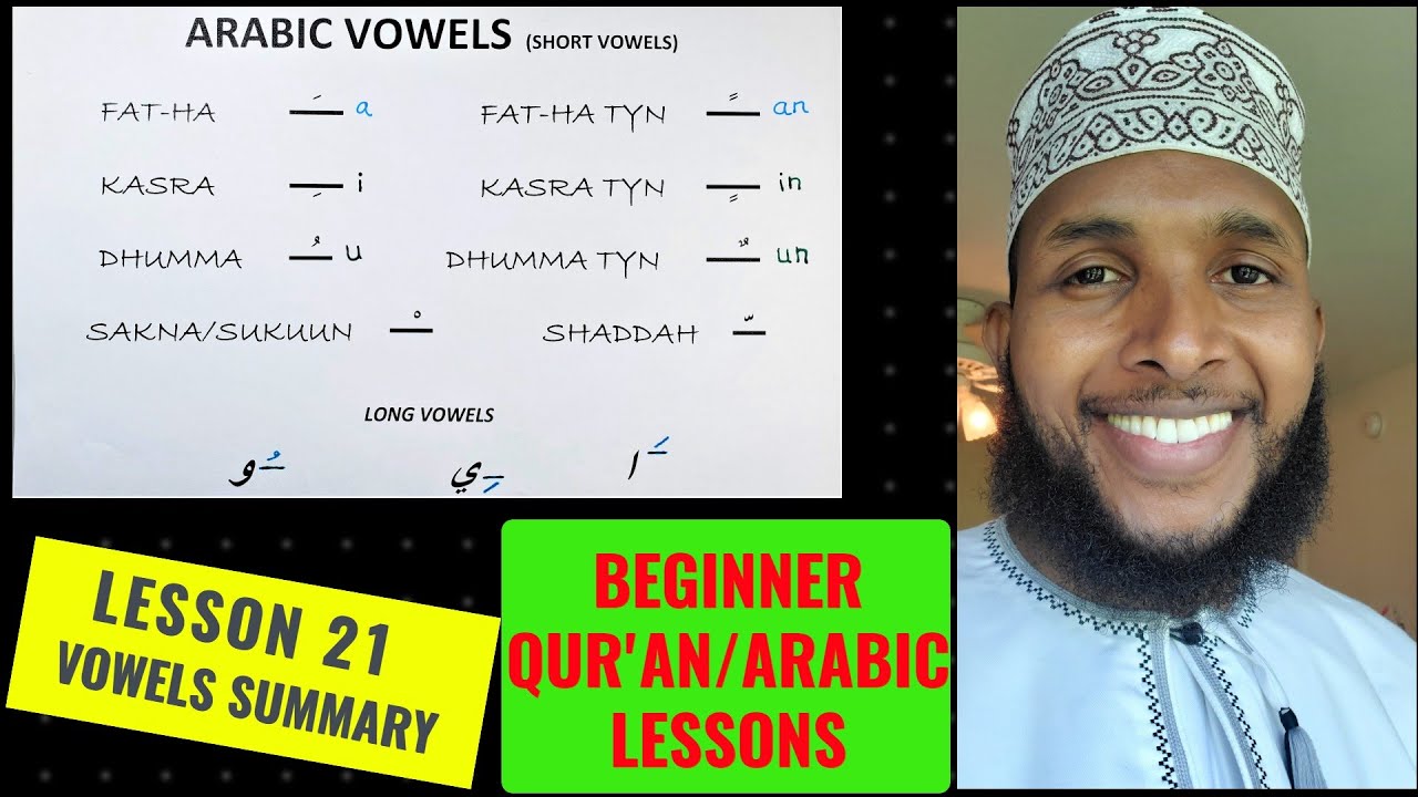ARABIC VOWELS SUMMARY LESSON 21 - YouTube