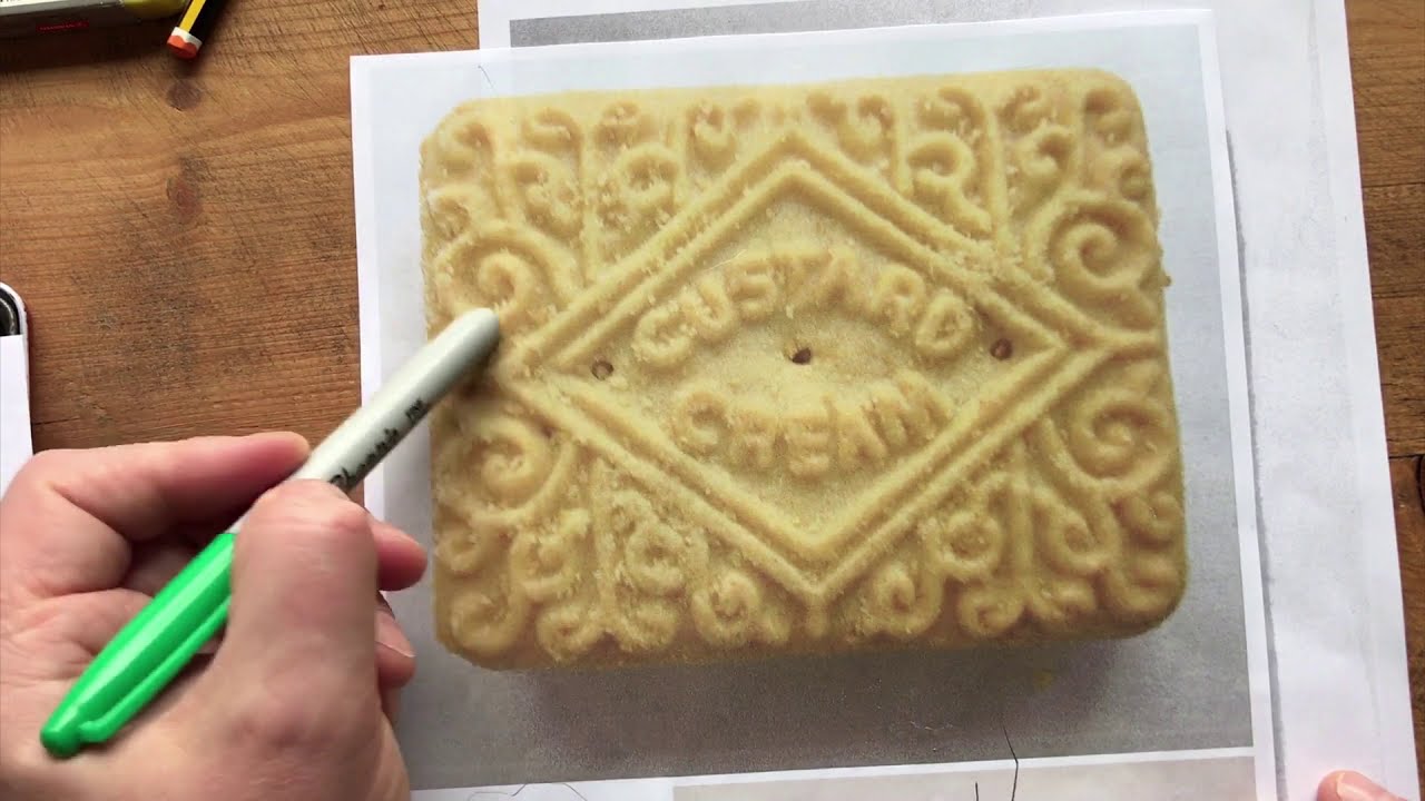 Custard Cream drawing in pencil - YouTube
