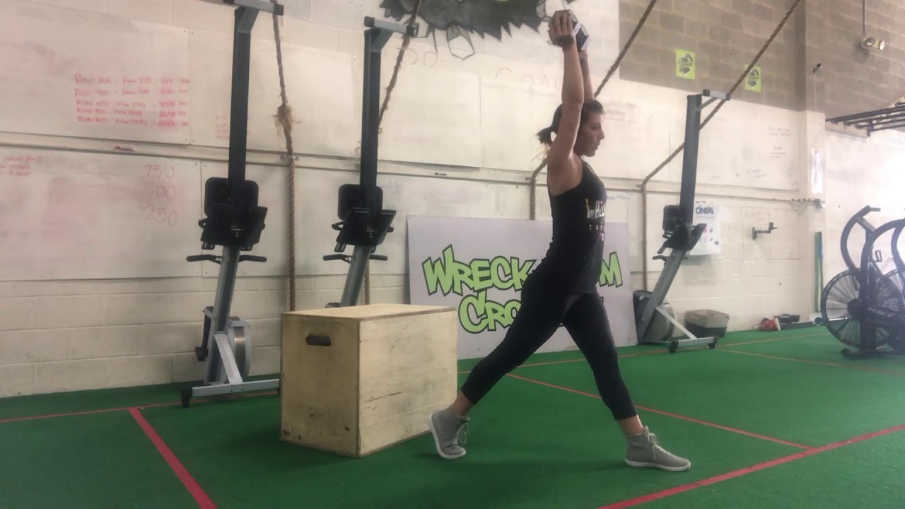 Dumbbell Overhead Split Squat Demo - YouTube