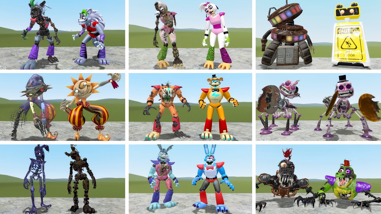 NEW RUIN DLC ANIMATRONICS meet ALL FNAF SECURITY BREACH ANIMATRONICS in ...