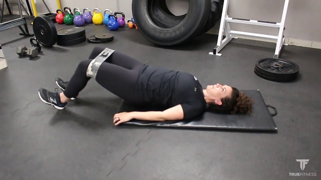 Mini Band Glute Bridge Walkouts - YouTube