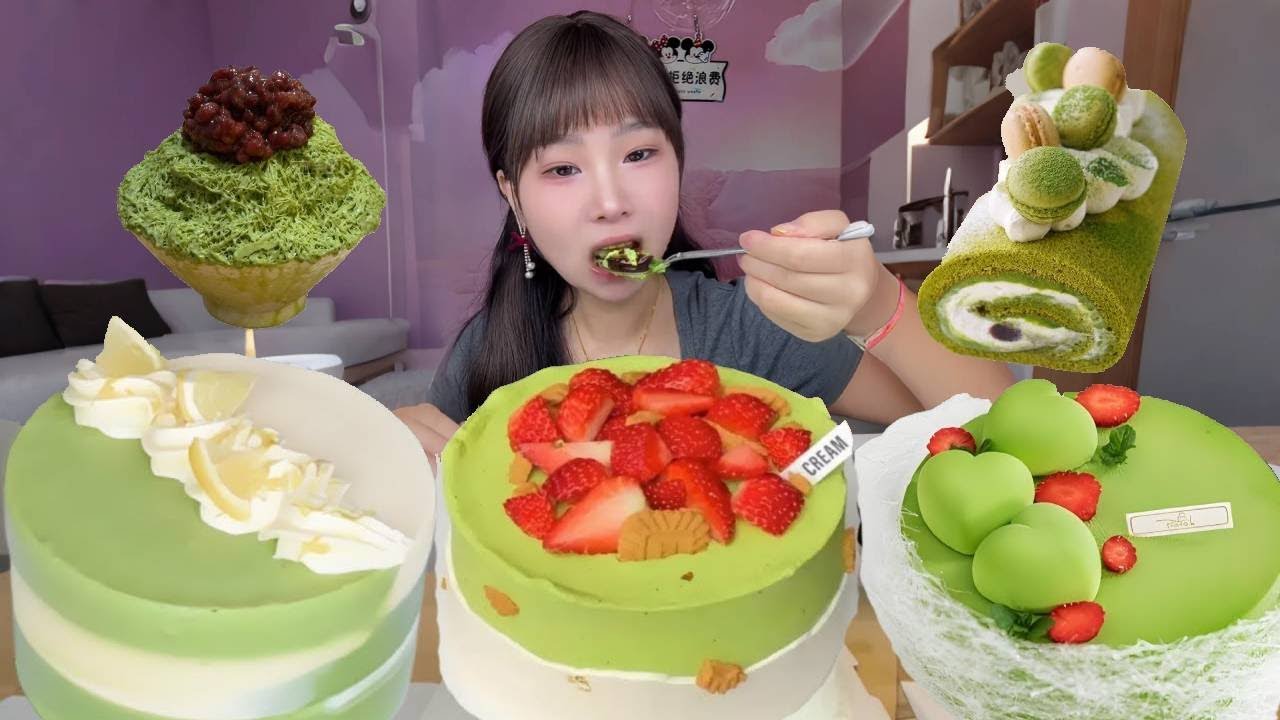 Asmr🍰Eat Matcha Thousand Layer Cream Cake🍰 (Soft And Waxy Sound) 크림丨먹방丨 ...