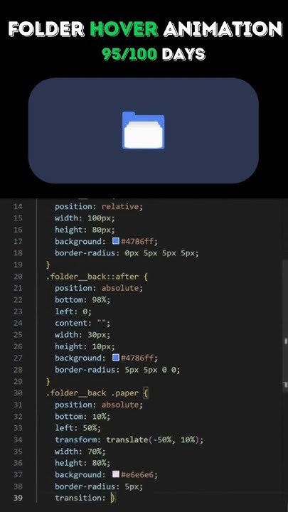 Day 095 - Folder Hover Animation #codingisfun #html #shorts - YouTube